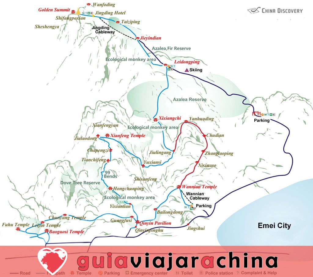 Atracciones de la montaña Emei - Emeishan, transporte y ruta de viaje